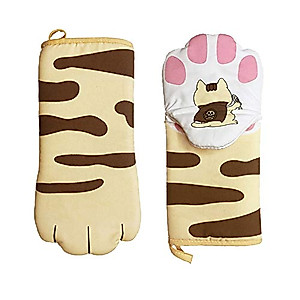 Cat Paw Oven Gloves with Roomy Thumb Long Sleeve Cat Kitchen Accessories for Christmas Cooking Baking