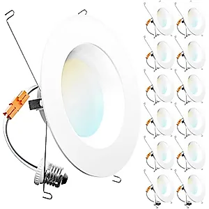 Sunco 12 Pack LED Recessed Lighting 6 Inch, Selectable 2700K/3000K/3500K/4000K/5000K, Dimmable Can Lights, Smooth Trim, 13W=120W, 965 LM, Damp Rated, Retrofit Installation - UL Energy Star Listed
