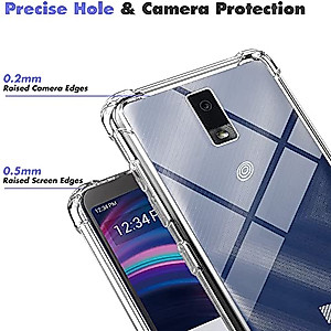 YJROP for BLU View 3 Case with Tempered Glass Screen Protector Transparent Silicone Bumpers Anti-Scratch Shockproof Protective Crystal Clear Phone Case Cover for BLU View 3 B140DL (Clear)