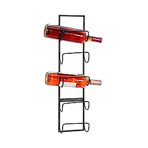 Deco 79 Metal 5 Bottle Wall Wine Rack, 6" x 5" x 25", Black