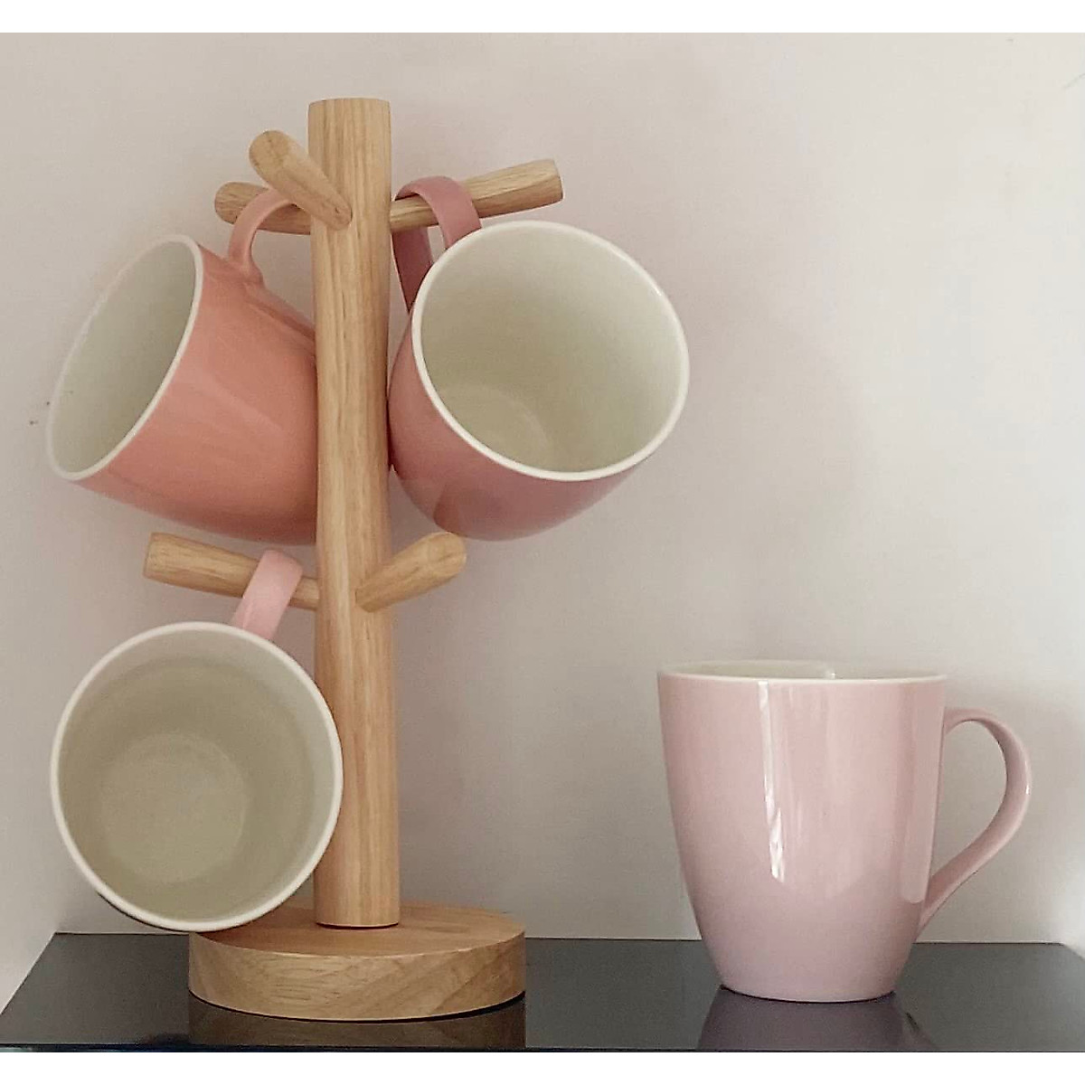 MIWARE 18 Ounce Porcelain Mugs, Set of 4, Coffee, Tea and Cocoa Mug Set, Different Shades of Pink