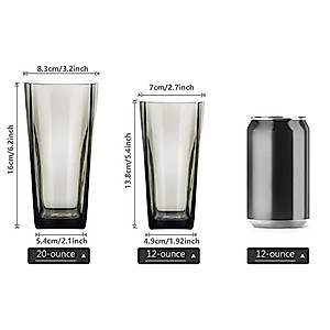 Top-spring 20-Ounce Reusable Plastic Water Tumbler, Clear Shatterproof Drinking Glasses, BPA Free, Set of 6 (20 Oz, Gray)