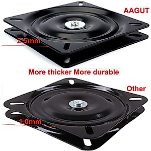 AAGUT 7'' Heavy Duty Bar Stool Swivel Replacement, Square Swivel Mechanism for Recliner Chair or Furniture, Ball Bearing Seat Swivel Base, Black