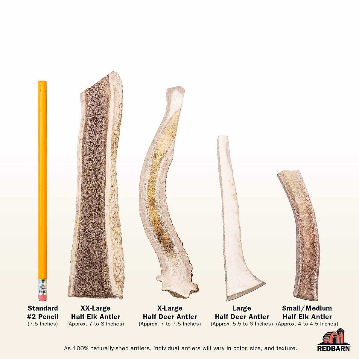 Redbarn Half Elk Antler XX-Large for Dogs (Case of 12 Antlers)