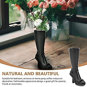 DOITOOL High Heel Flower Pot High Heel Shaped Succulent Planter Resin Shoes Plant Nursery Pot Cactus Pot Lightweight Bonsai Pot Plant Container Black