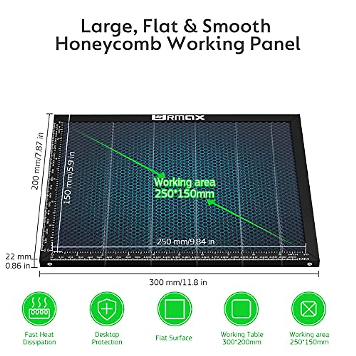 URMAX Honeycomb Working Table, Premium Honeycomb Laser Bed for Laser Cutter Engraver, Honeycomb Working Bed for Fast Heat Dissipation Desktop-Protecting with Aluminum Plate, 11.81"x 7.87"x 0.87"