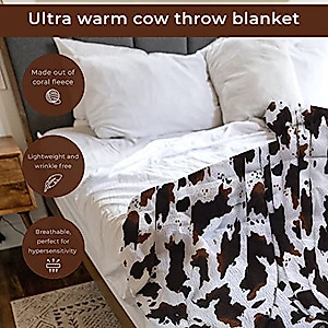 Shop LC Homesmart Brown Cow Print Blanket Queen Size Microfiber Soft Cow Print Stuff Throw Blanket Western Fleece Cow Blanket Bedding Home Room Decor Cow Gifts 78.7" Lx59 W