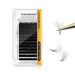 NAGARAKU Easy Fan Eyelash Extensions Volume Lash 0.05 D curl 8-15mm Mix Tray Rapid Blooming Faux Mink Cluster For Beginners Soft Professional Lash Supplies