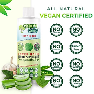 1 Day Colon Liquid Cleanse Formula and Liver Detox - Vegan Friendly, Helps Healthy Digestion, Gut Support, Boost Energy Levels and Bowl Movements | 8 Fl Oz