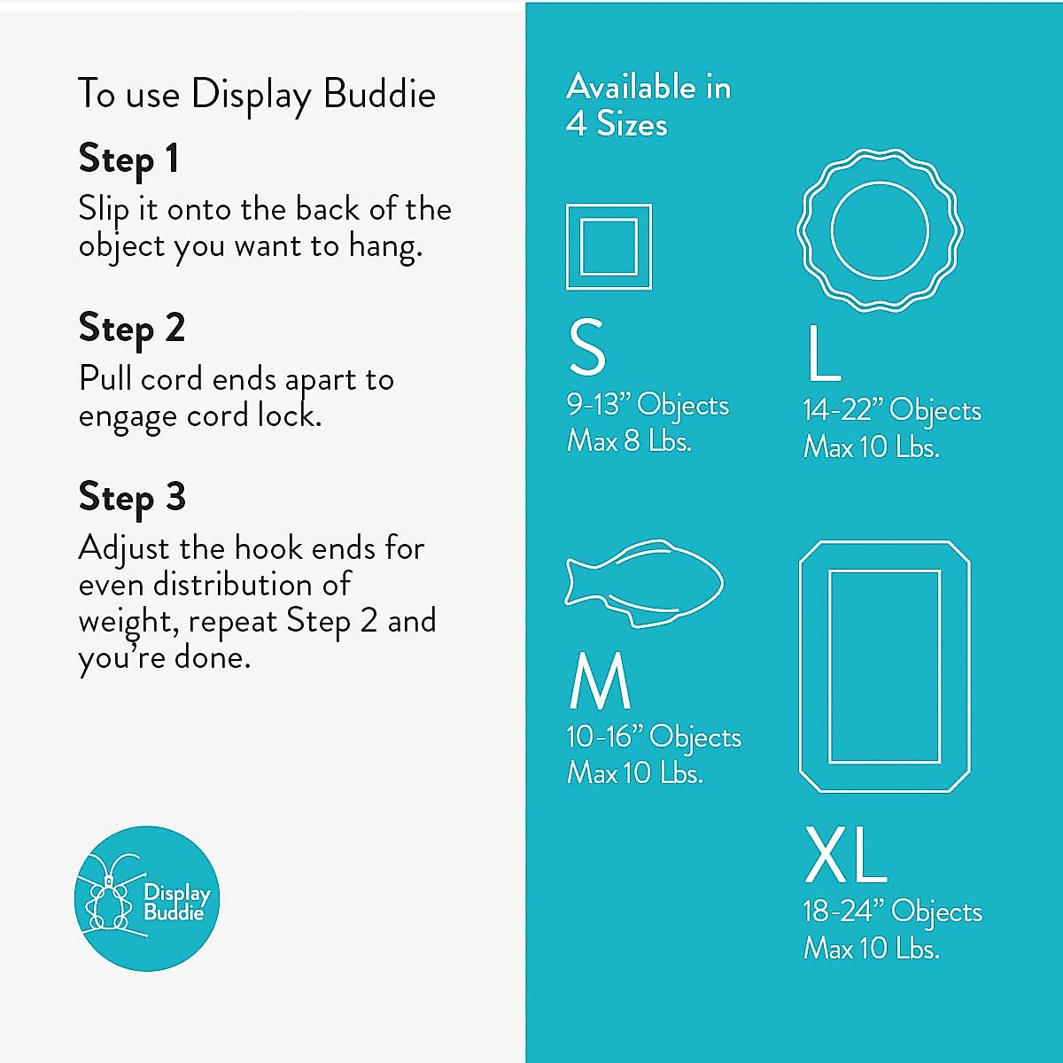 Display Buddie Extra-Large Adjustable Plate Hanger for Plates, Platters, Bowls & Oval, Square, Rectangular Objects Between 18-24" Overall and up to 10 lbs.