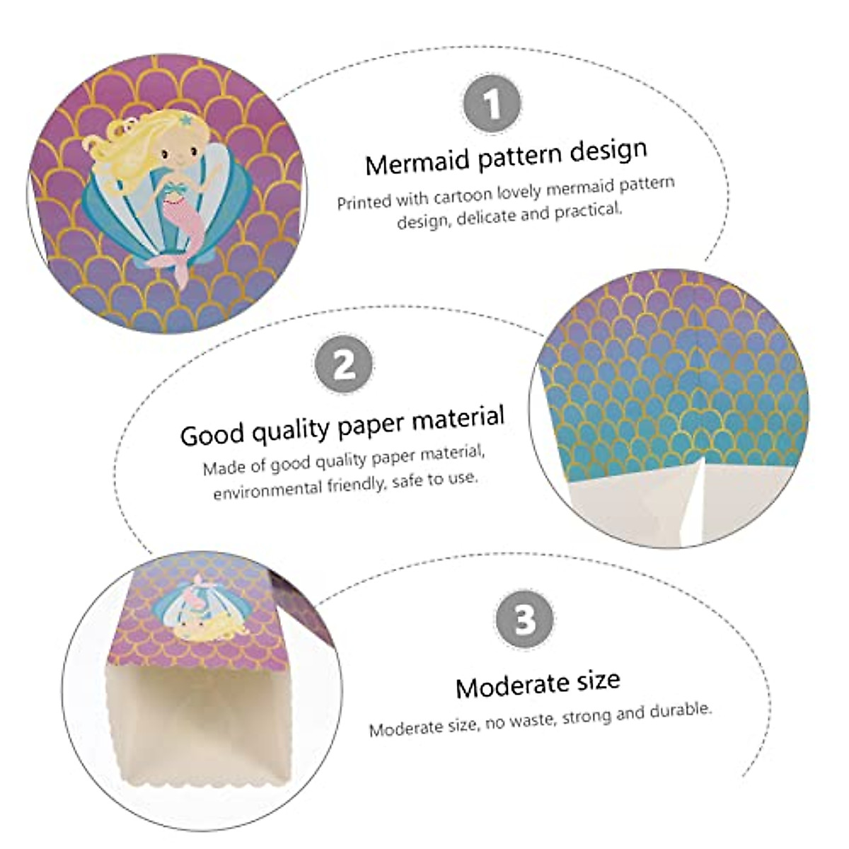 24pcs Popcorn Boxes Popcorn Box Boom Chicka Popcorn Candy Popcorn Snack Container Classic Popcorn Cups Paper Food Trays Party Favor Box Mermaid Series Popcorn Box Snack Box