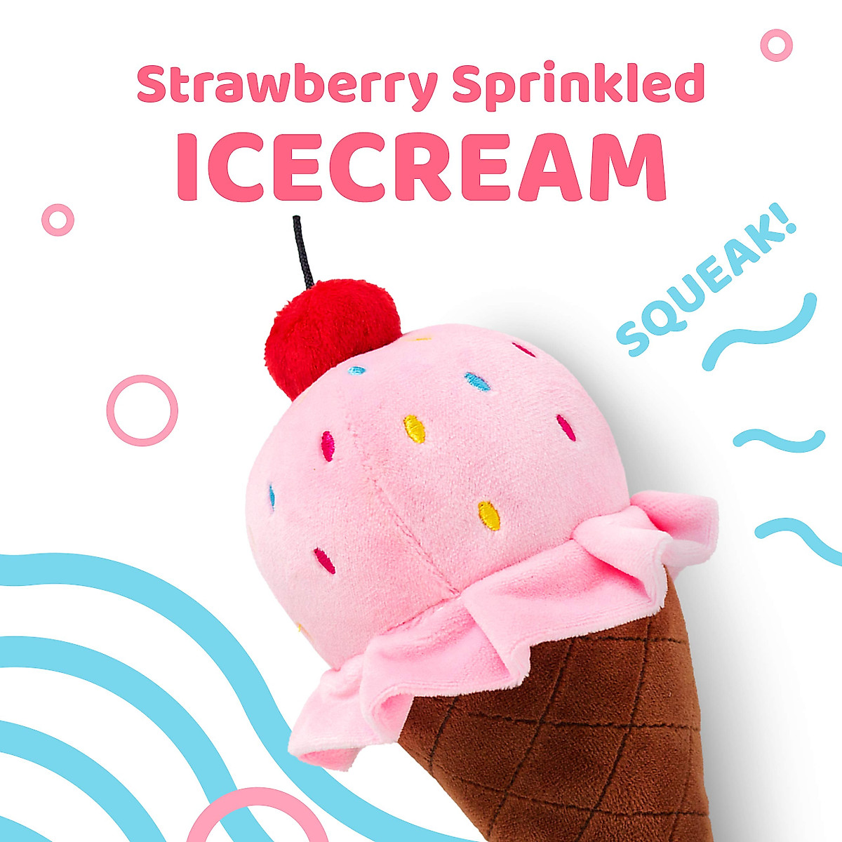 Downtown Pet Supply - Squeaky Dog Toys - Dog Chew Toys for Aggressive Chewers - Ice Cream, Donut, Pizza, Taco and Hotdog - Durable Dog Toys for Puppies, Small & Medium Dogs - 5 Pack