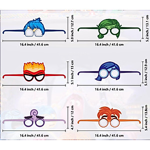 Funny Photo Booth Props for Inside Out2 Cartoon Cosplay Paper Mask Glasses-12Pcs, Fun Themed Birthday Party Favors Gift, Selfie Dress Up Supplies; TGDJ