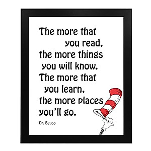 Dr. Seuss Quotes- Read and Know- Inspirational Wall Art, Motivational Wall Art Print Makes Ideal Wall Decor For Living Room Decor, Office Decor, Classroom and Kids Wall Decor, Unframed- 8x10”