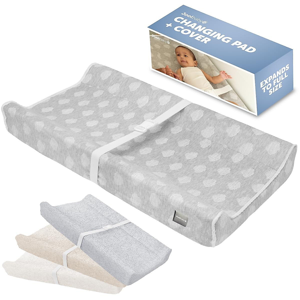 Contoured Changing Pad - Waterproof & Non-Slip, Includes a Cozy, Breathable, & Washable Cover - Jool Baby