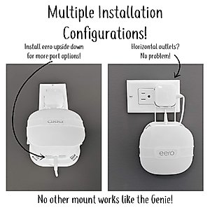 The Eero Genie for eero 6, 6+, and Mesh Wi-Fi: Wall Mount Outlet Holder Stand | Lowest Profile | Open Access | Multiple Install Options | Horizontal Outlets | Design Winner! (1-Pack)