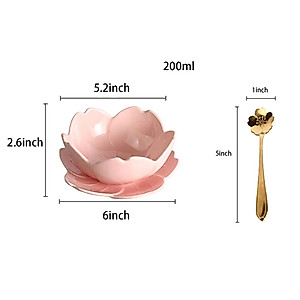 123Arts Sakura Bowl Saucer Set, Ceramic Relief Dessert Bowl Soup Bowl Salad Plate Set