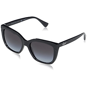 Ralph by Ralph Lauren Women's RA5265 Butterfly Sunglasses, Shiny Black/Gradient Grey, 55 mm
