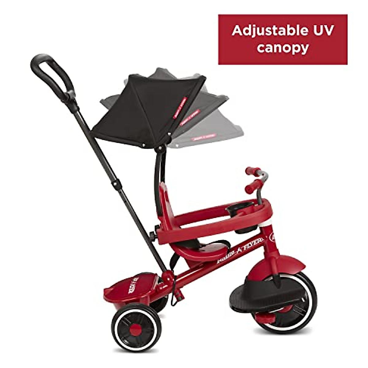Radio Flyer Pedal & Push 4-in-1 Stroll ' N Trike®, Red Tricycle, for Toddlers Ages 1-5 (Amazon Exclusive), Toddler Bike