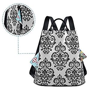 SLHFPX Floral Damask Backpack Purse For Women Anti Theft Fashion Back Pack Shoulder Bag Multipurpose Pockets