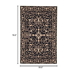 SAFAVIEH Chelsea Collection Area Rug - 4'6" x 6'6" Oval, Black, Hand-Hooked French Country Wool, Ideal for High Traffic Areas in Living Room, Bedroom (HK11A)