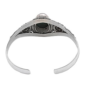 NOVICA Handmade Turquoise Cuff Bracelet Natural on 925 .925 Sterling Silver Tone Blue Indonesia Island Paradise Gemstone 'Balinese Magic'