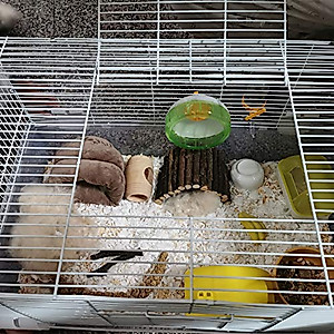 Hamiledyi Hamster Hideout Wooden House,Natural Wood Rat Hut Hamster Bridge for Dwarf Hamster Mouse Playing Hiding