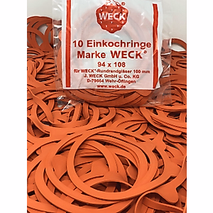 Weck 100mm Rubber Seals/Rings (Set of 20). Fits WECK Models 739 740 741 742 743 744 745 748. Red