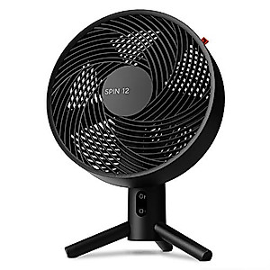 Sharper Image SPIN 12 Oscillating Desktop Fan with 3 Speeds, Small, Black