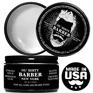 OL' DIRTY BARBER NYC Styling Hair Clay For Men 4oz - Matte Clay Hair Product Men - Strong Hold - Water Based - Frizz Control - Long Lasting - Flake Free Finish