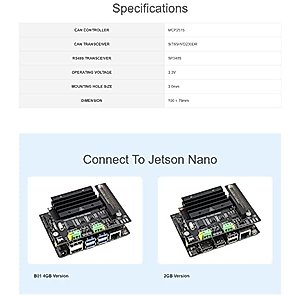 Coolwell RS485 CAN Expansion Board for Jetson Nano, Isolation Circuit Design, Onboard TVS, Built-in Protection Circuit