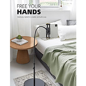 Lamicall Tablet Floor Stand - Gooseneck Swivel Holder Mount with Adjustable Height & 10.6lb Stable Base, Compatible iPad Mini Air Pro 12.9/9.7, Galaxy Tab, Kindle, Cell Phones (4.7''-13'')