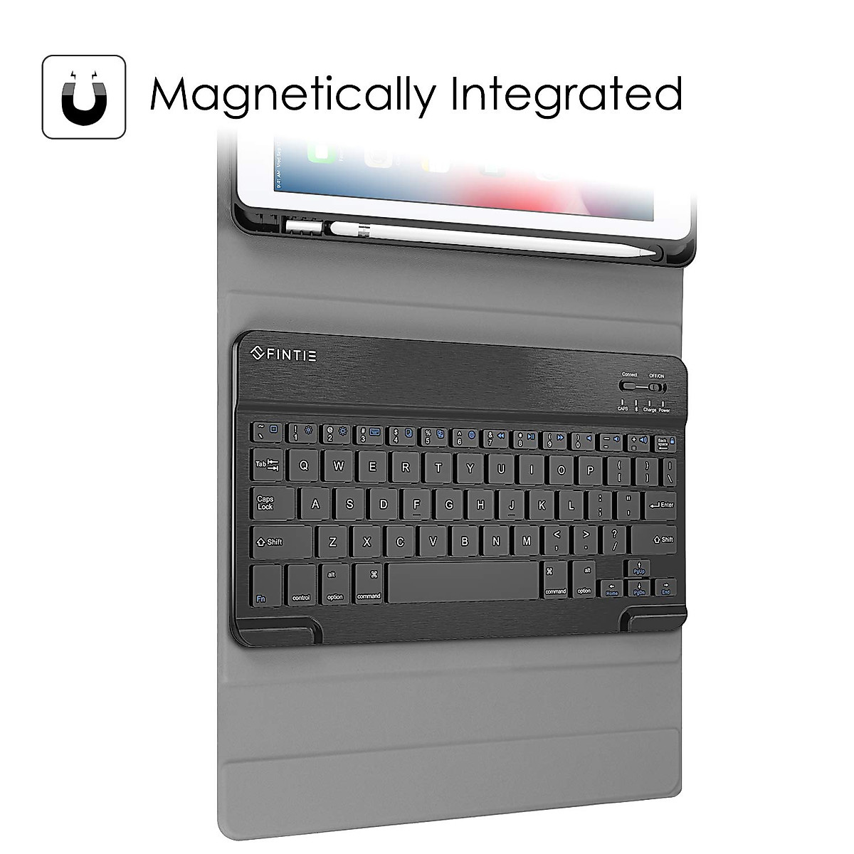 FINTIE Keyboard Case for iPad 6th / 5th Generation (2018/2017), iPad Air 2 / Air 1 (9.7 Inch) - [Built-in Pencil Holder] Soft TPU Back Cover w/Magnetically Detachable Keyboard, Black