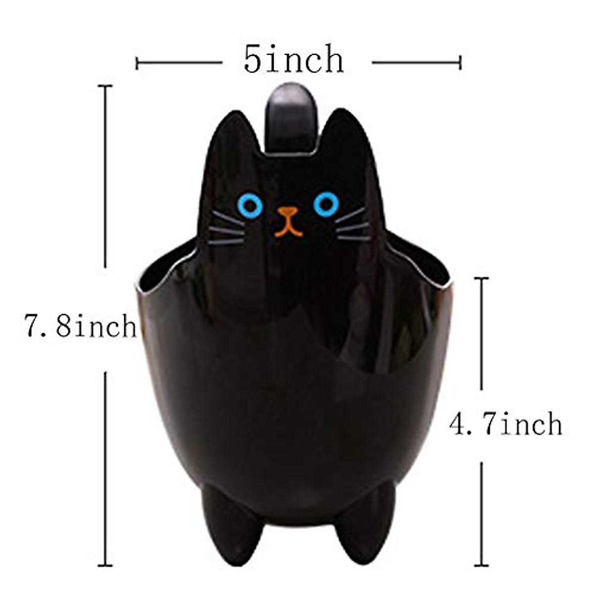 Mozacona 2pcs Cartoon Cat Shape ABS Mini Table Trash Cans Storage Buckets (Black/White)