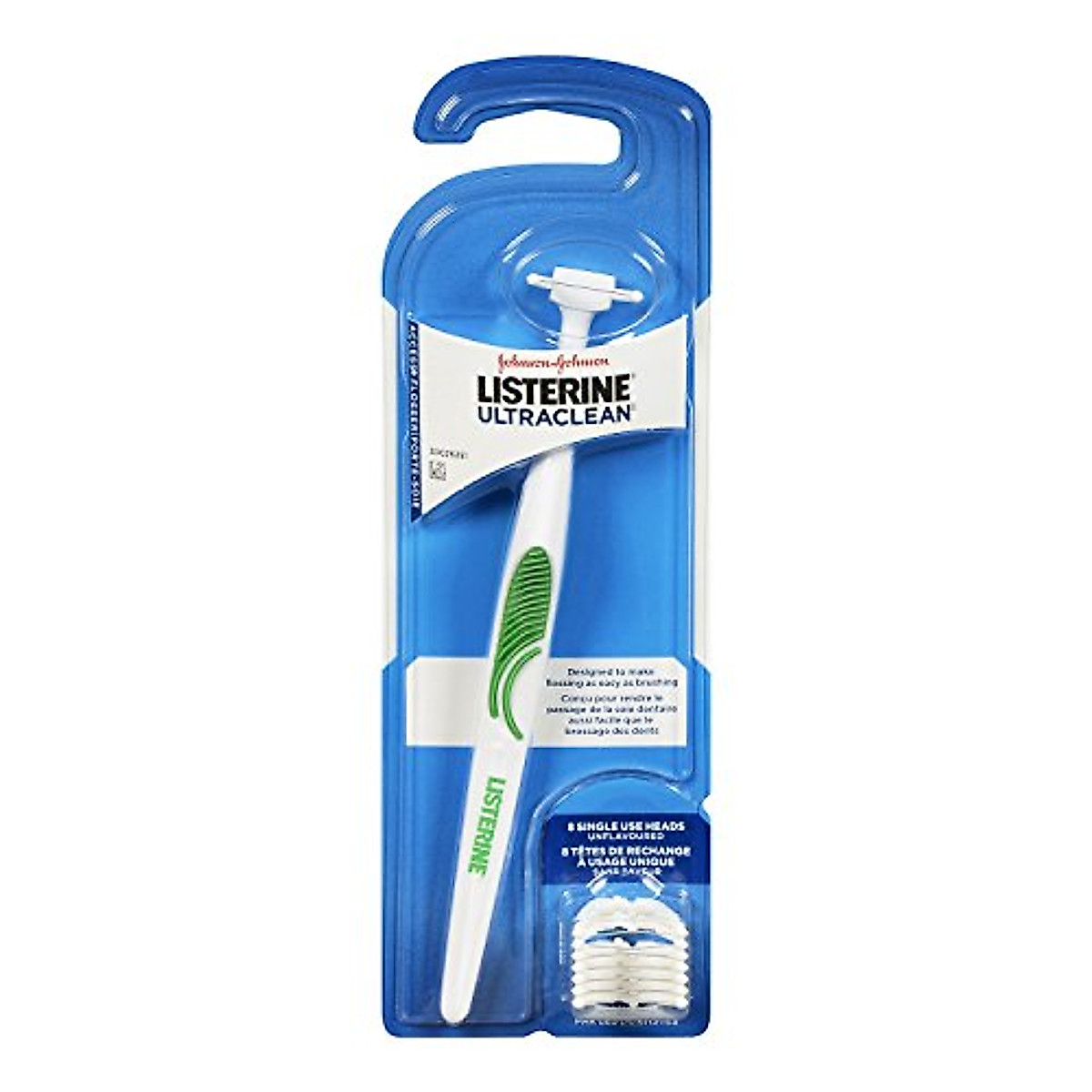 Listerine Ultraclean Access Flosser + 8 Refill Dental Flosser Heads, Oral Care and Hygiene