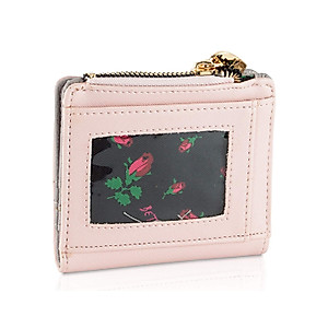 Betsey Johnson New French Foldover Snap Bifold Clutch Wallet Purse - Pink/Grey