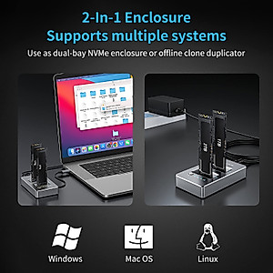 ACASIS NVMe M.2 Duplicator Dual-Bay Offline Clone USB C to NVME Docking Station for M2 SSD M Key Hard Drives Enclosure (Dual-Bay)