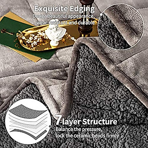 immtree Sherpa Fleece Weighted Blanket 12lbs for Adult, Soft Flannel Shaggy Cozy Fuzzy Fluffy Heavy Hug Blanket, Dual Sided Sofa Bedding Bed Sofa Blanket for Better Sleep, 48 x 72 inches, Grey