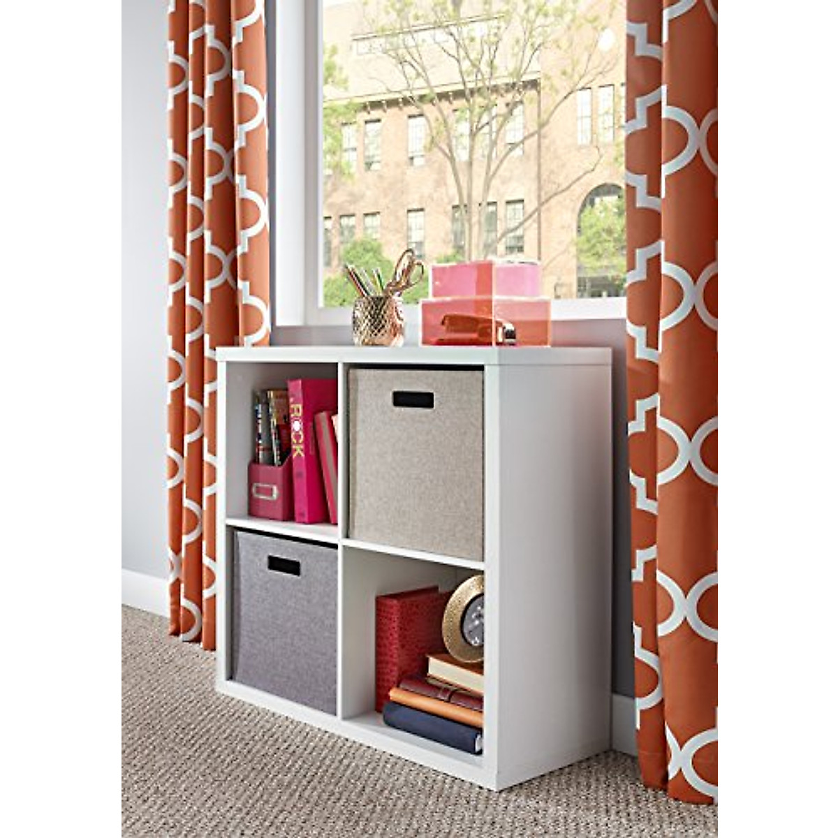 ClosetMaid 4 Cube Storage Shelf Organizer Bookshelf with Back Panel, Easy Assembly, Wood, White Finish