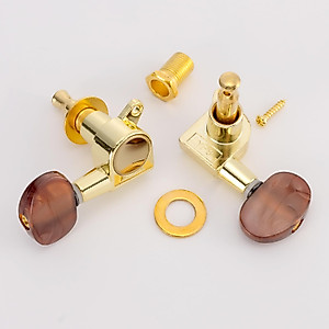 Swhmc 3R 3L Semi-Closed Golden Guitar String Tuners Tuning Keys Pegs Machine Heads Knobs Locking Tuners for Acoustic, Electric Guitar
