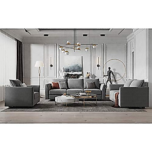 HONBAY Modern Fabric Middle Module for Modular Sofa Customizable Sectional Sofa Couch Accent Armless Chair, Grey