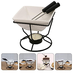 YARNOW 1 Set of Ceramic Butter Warmer Fondue Pot with Tealight Candle Chocolate Melt Pot Butter Cheese Melt Hot Pot for Cheese Chocolate