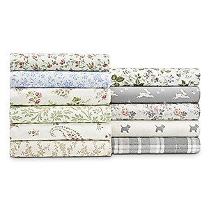 Laura Ashley Home Sateen Collection Bed Sheet Set - 100% Cotton, Silky Smooth & Luminous Sheen, Wrinkle-Resistant Bedding, 4 pcs, King, Bristol Paisley