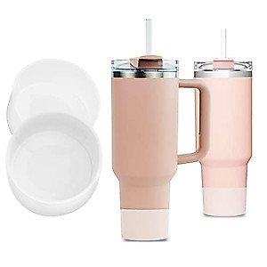 Turmaster 1Pcs Silicone Boot for Stanley 40 oz Quencher Tumbler, Silicone Cups Sleeve for Stanley IceFlow 20oz 30oz, Stanley Cup Accessories, Protective Cover for Water Bottle Bottom(Clear)