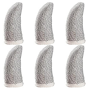 UKCOCO Gaming Finger Sleeves for Mobile Game- White Yellow Silver Fiber Game Sweat- Proof Finger Cot Mobile Controller Breathable Touchscreen, 6pcs