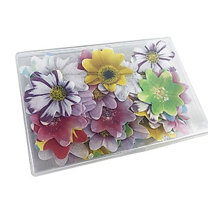 Set of 48 Edible Mini Flower Cupcake Toppers Wedding Cake Birthday Party Food Decoration Mixed Size & Colour