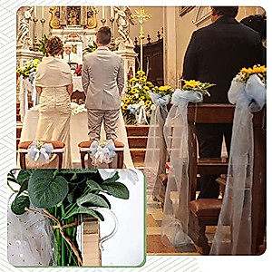 24 Packs Church Pew Clips for Weddings Clear Heavy Duty Plastic Pew Hooks Decorations Pew Flower Holders for Aisle Decorations Chairs Table Ceremony Church Railing Bow Garland Decor