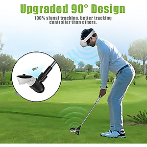 YOGES Adjustable Length VR Golf Club Handle for Meta Quest 3S/Quest 3/Oculus Quest 2, 90 Degree Virtual Reality Baseball Controller Attachment, Simulator Real Golf Game (ONLY for Right Controller)