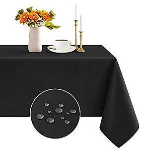 Romanstile Rectangle Tablecloth - Waterproof and Wrinkle Resistant Washable Polyester Table Cloth for Kitchen Dining/Party/Wedding Indoor and Outdoor Use (60 x 84 inch,Black)