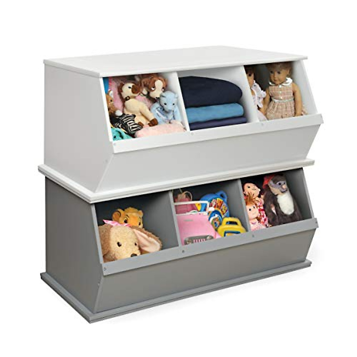 Stackable Wooden 3 Bin Open Storage Toy Organizing Cubby